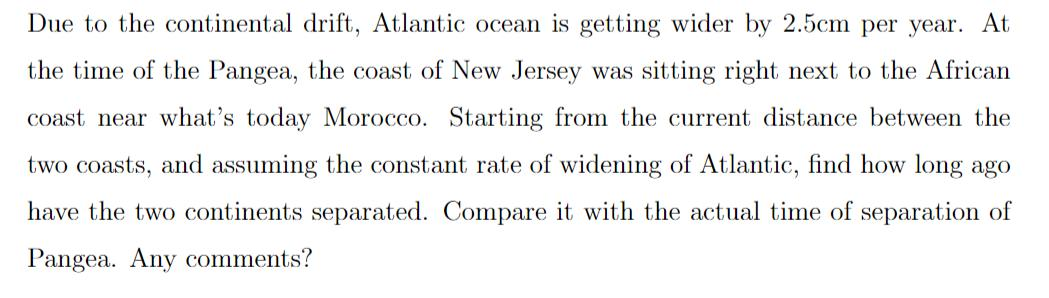 Solved distance between coast of new jersey and african | Chegg.com