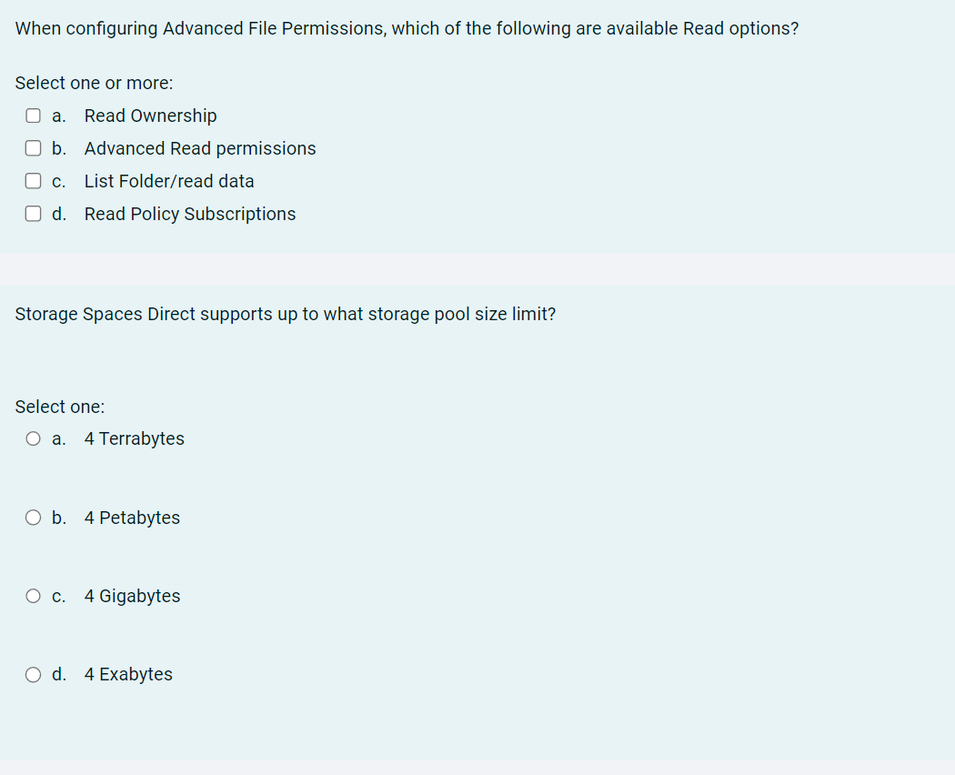 Solved When configuring Advanced File Permissions, which of | Chegg.com