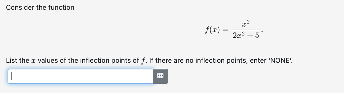 Solved Consider the function f(x)=2x2+5x2 List the x values | Chegg.com