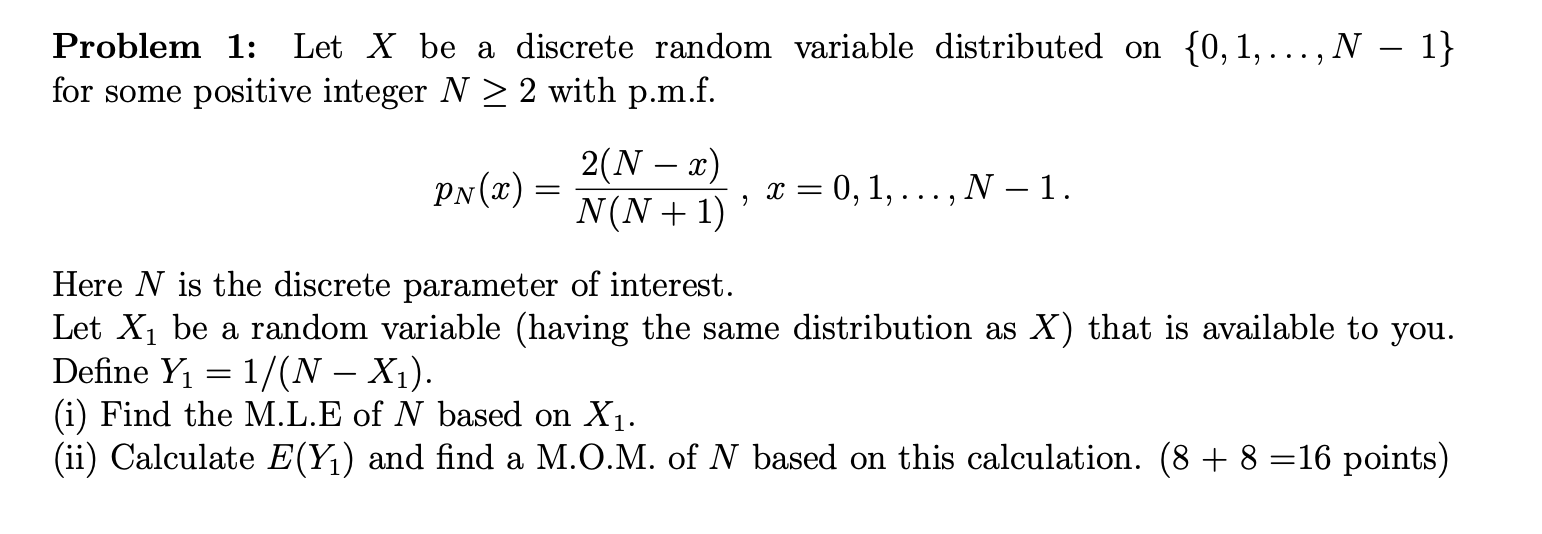 Solved Problem 1: Let X be a discrete random variable | Chegg.com