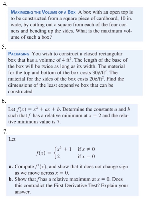 Solved 4 MAXIMIZING THE VOLUME OF A Box A box with an open | Chegg.com