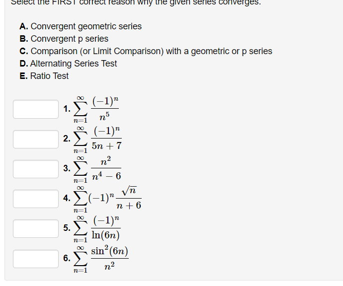 Solved A. Convergent geometric series B. Convergent p series | Chegg.com