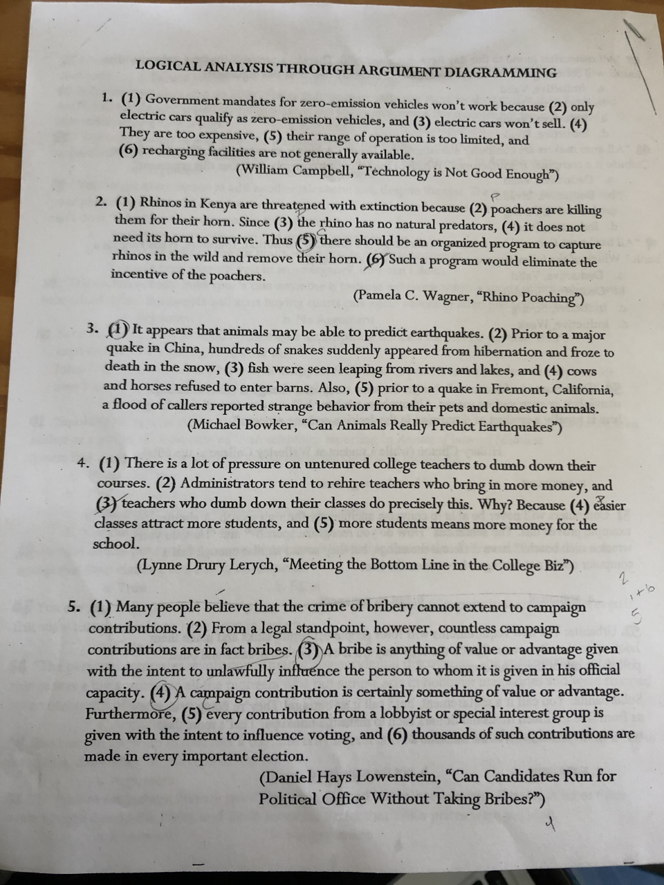 LOGICAL ANALYSIS THROUGH ARGUMENT DIAGRAMMING 1. (1) | Chegg.com