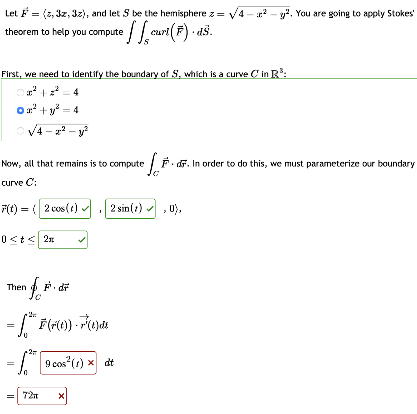 Solved Let vec(F)=(:z,3x,3z:), ﻿and let S ﻿be the hemisphere | Chegg.com