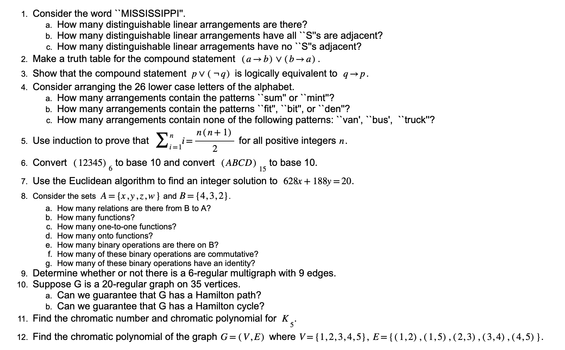 Solved 1. Consider the word "MISSISSIPPI". a. How many | Chegg.com