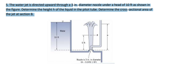 Solved 5. The water jet is directed upward through a | Chegg.com