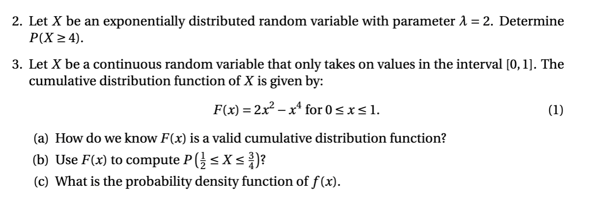 Solved 2. Let X be an exponentially distributed random | Chegg.com