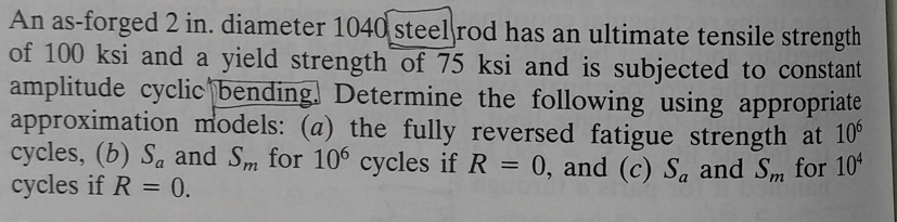 Solved An as-forged 2 in. diameter 1040 steel rod has an | Chegg.com
