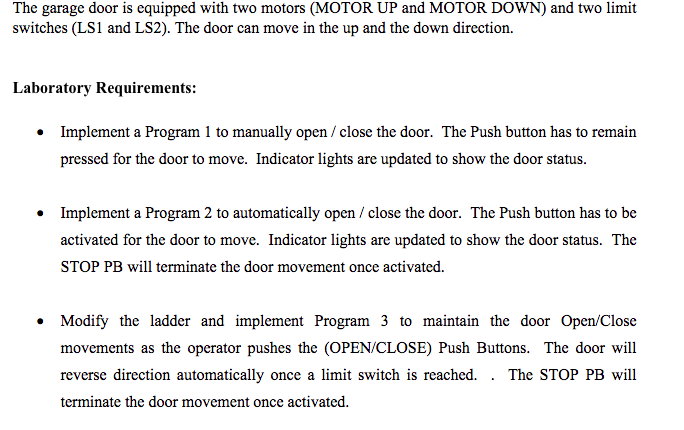 Laboratory 2 - Garage Door Simulator and LogixPro | Chegg.com