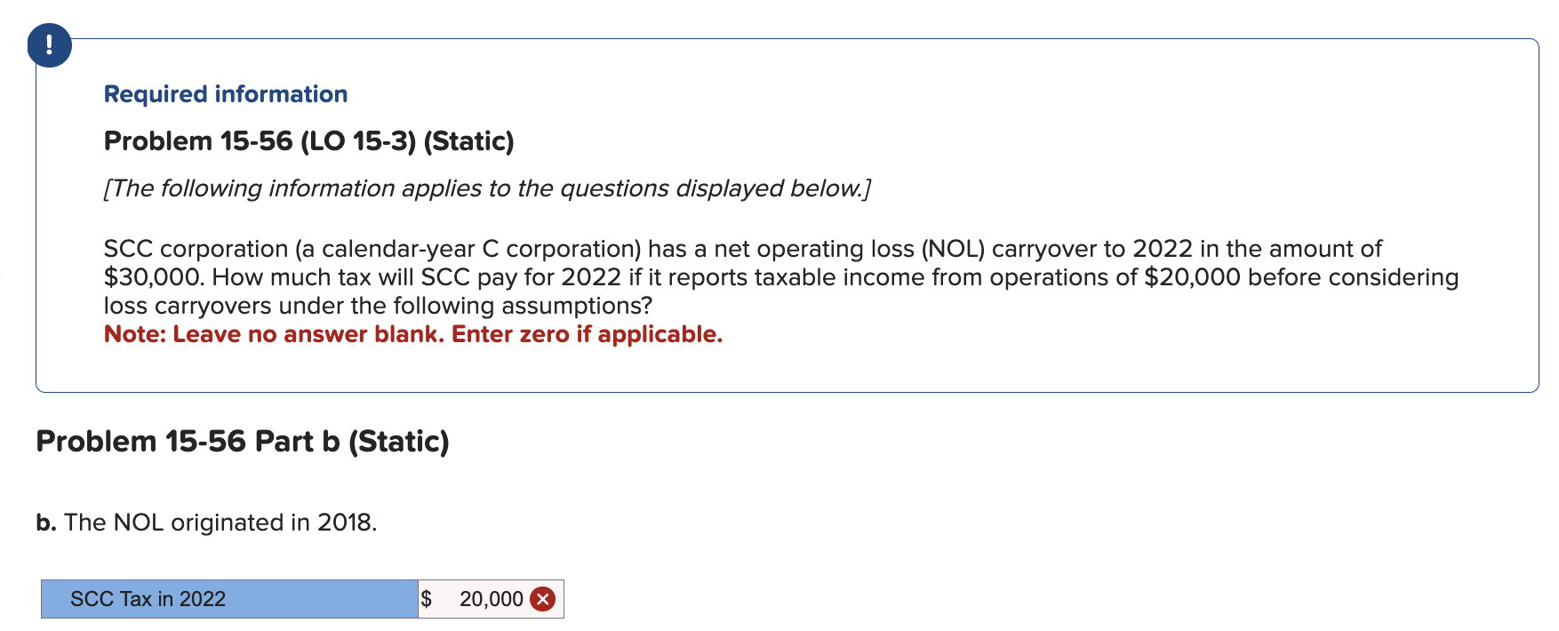 Solved Required information Problem 15-56 (LO 15-3) (Static) | Chegg.com