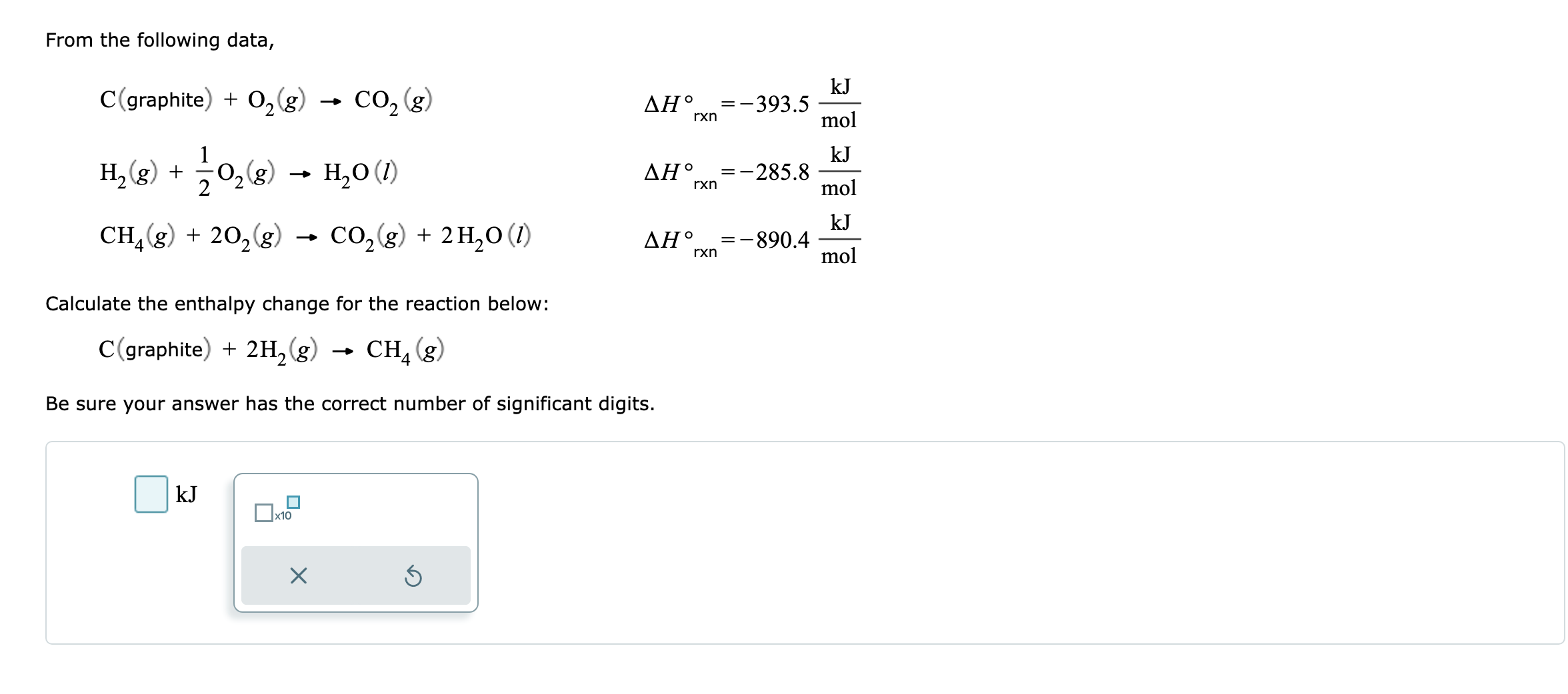 Solved From the following data, C( graphite | Chegg.com