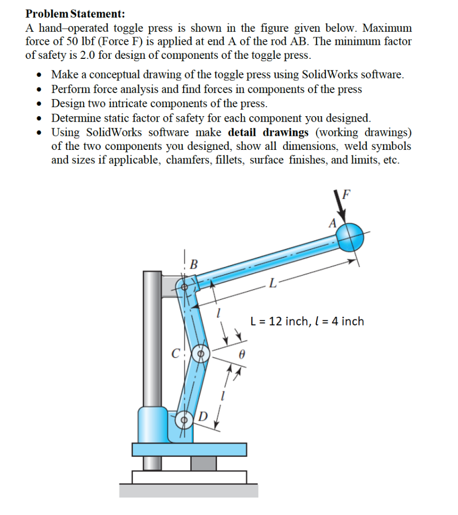Problem Statement: A hand-operated toggle press is | Chegg.com