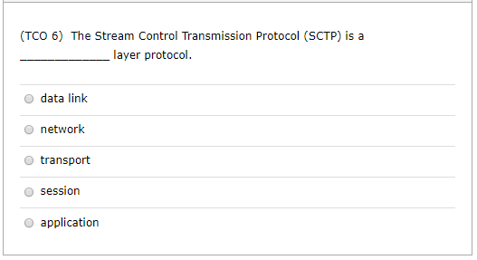 Solved Tco 6 The Stream Control Transmission Protocol 