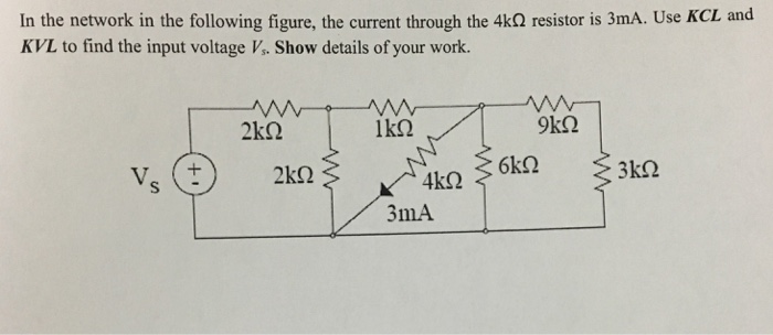 Solved Use KVL & KCL to find the value of Vs in the circuit | Chegg.com