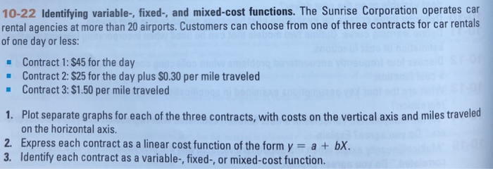 Solved 10-22 Identifying variable-, fixed-, and mixed-cost | Chegg.com
