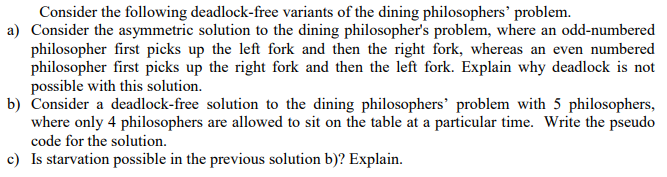 Solved Consider the following deadlock-free variants of the | Chegg.com