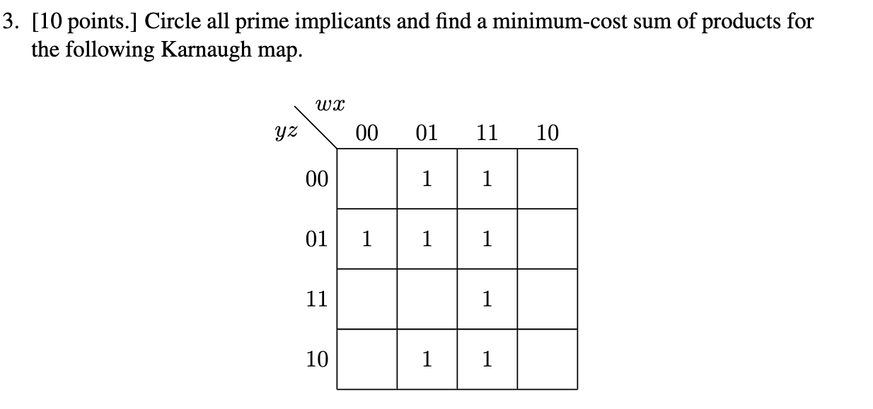 Solved 2. [10 points.] Circle all prime implicants (largest | Chegg.com