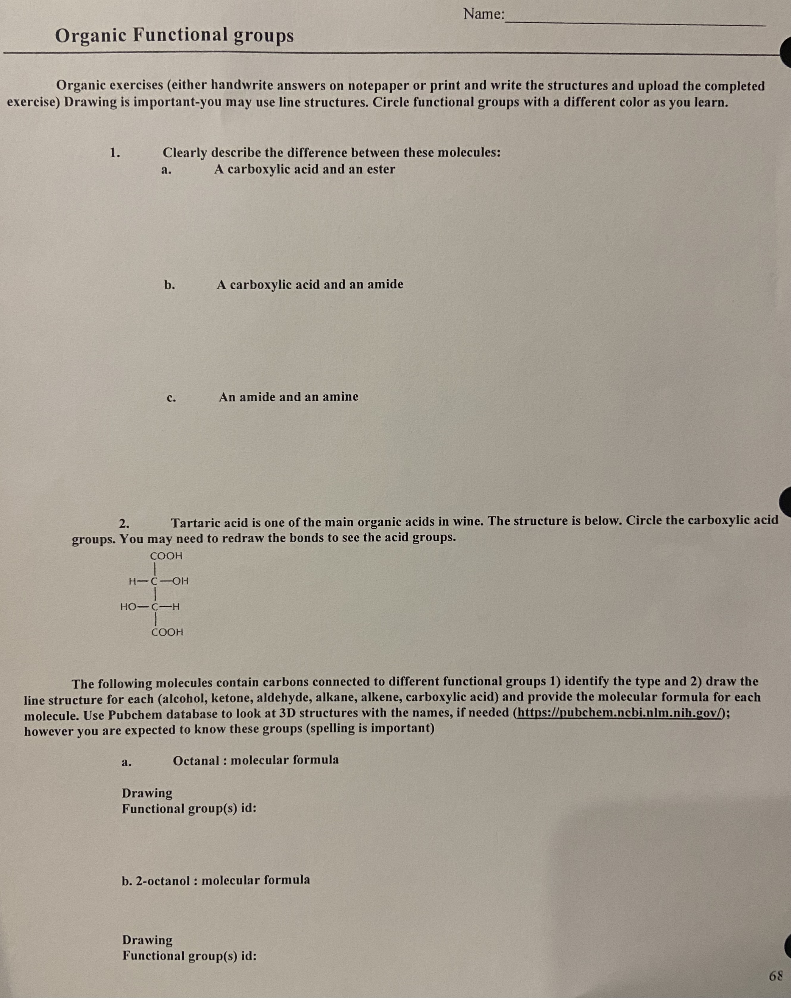 Solved Organic exercises (either handwrite answers on | Chegg.com