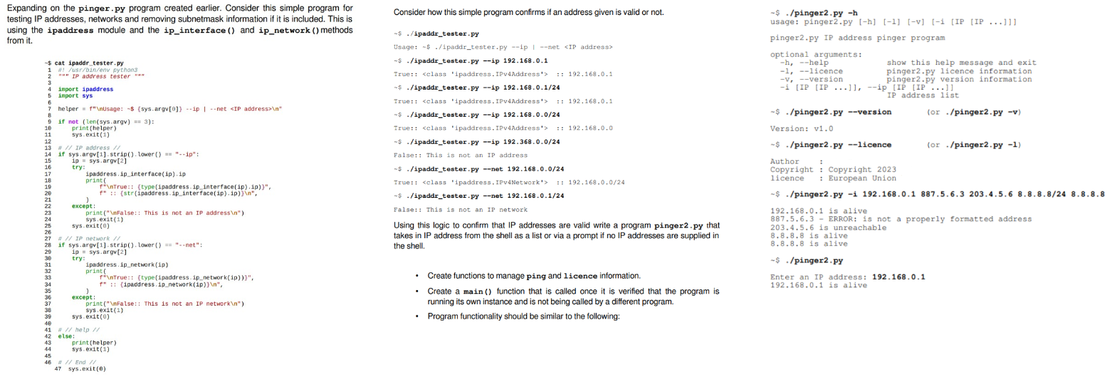 Solved Expanding on the pinger.py program created earlier. | Chegg.com