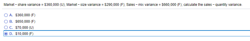 Solved Market - share variance = $360,000 (U); Market - size | Chegg.com