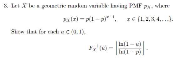 Solved 3. Let X be a geometric random variable having PMF | Chegg.com