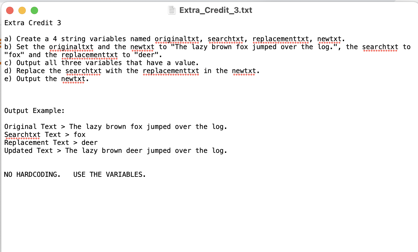 Solved Extra_Credit_3.txt Extra Credit 3 a) Create a 4 | Chegg.com