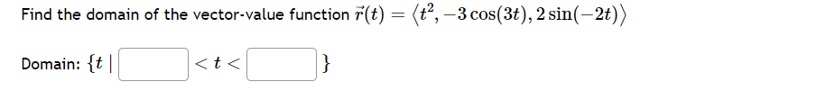 Solved Find the domain of the vector-value function | Chegg.com