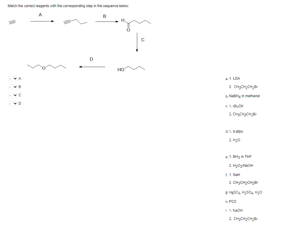 Solved Match the correct reagents with the corresponding | Chegg.com