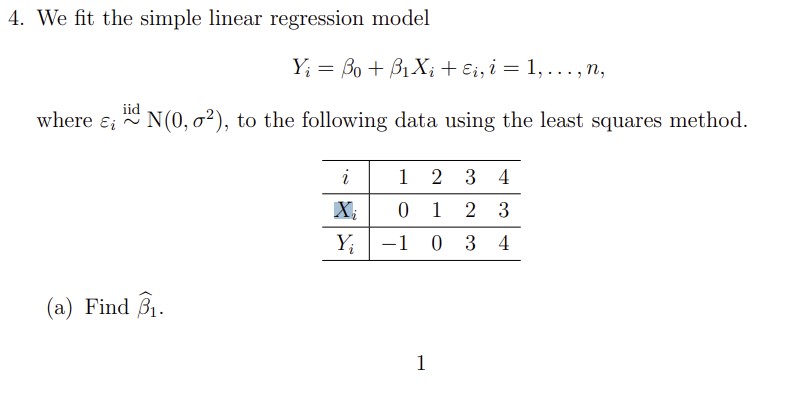 Solved 4. We fit the simple linear regression model | Chegg.com