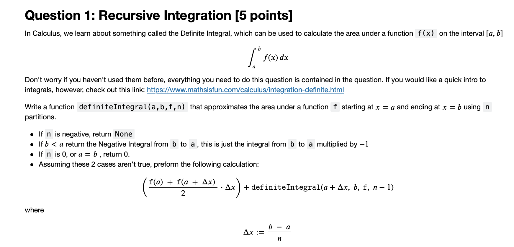 Solved Question 1 Recursive Integration 5 Points In 