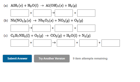 Solved a) AlH3(s)+H2O(l)→Al(OH)3(s)+H2(g) b) | Chegg.com