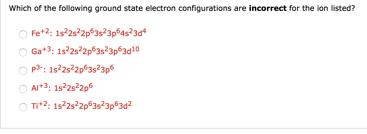 Solved Which Of The Following Ground State Electron