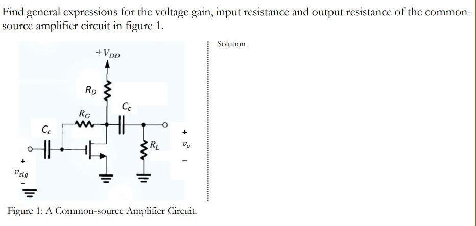 Solved Find general expressions for the voltage gain, input | Chegg.com