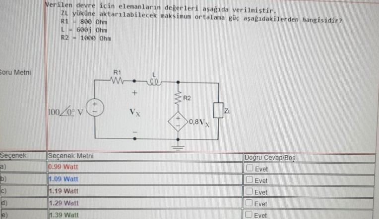 Solved Verilen devre icin elemanların değerleri aşağıda | Chegg.com
