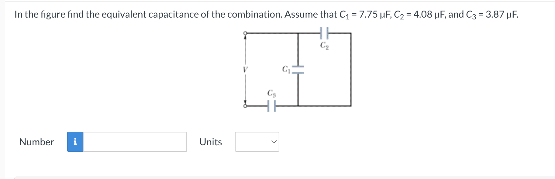 Solved ef the combination. Assume that C1=7.75μF,C2=4.08μF, | Chegg.com