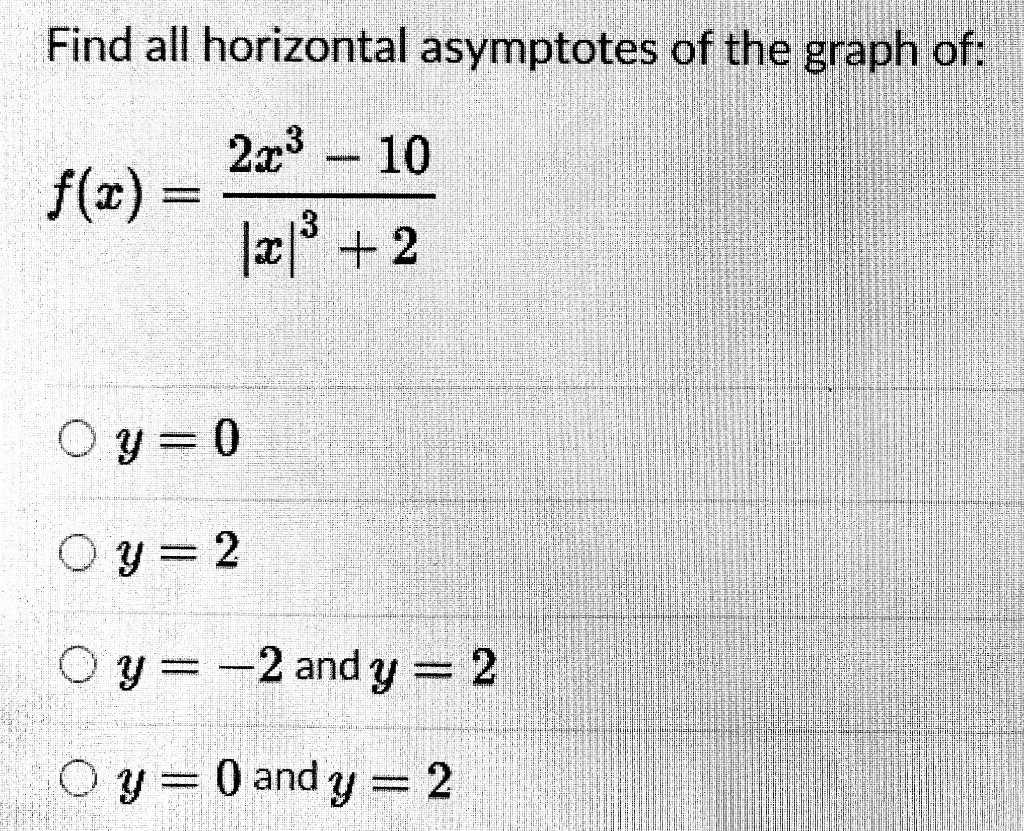 Solved Find all horizontal asymptotes of the graph of: f(0) | Chegg.com