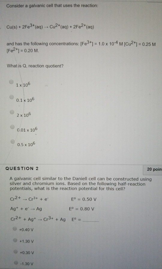 Solved Consider A Galvanic Cell That Uses The Reaction