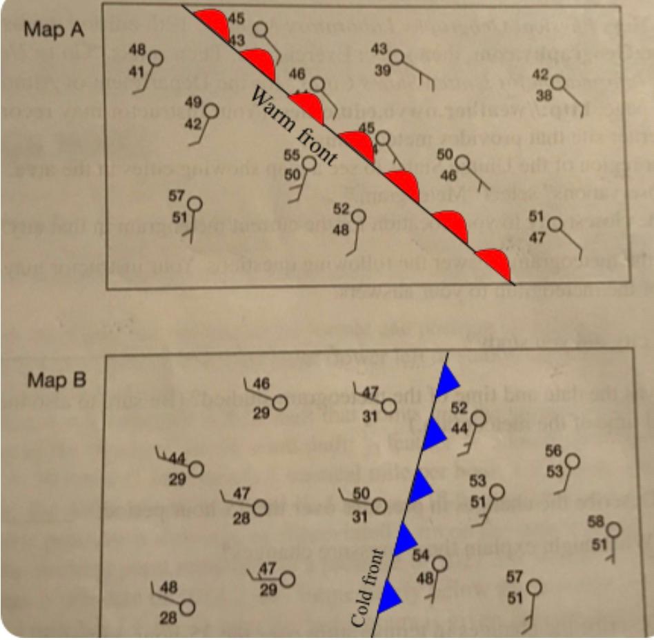 Solved 1 (a) In which direction is the front in Map A | Chegg.com