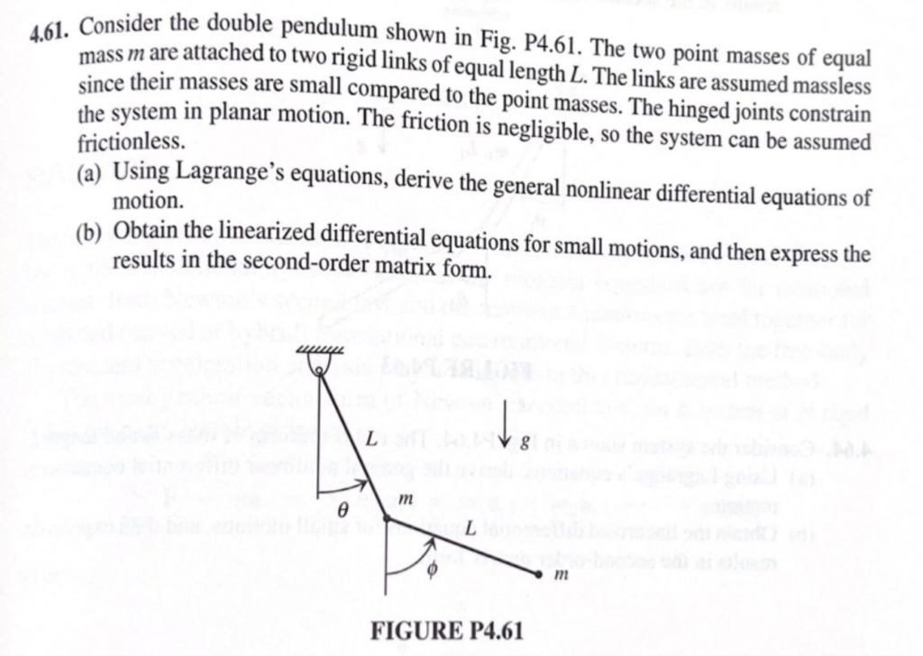 Solved 4.61. Consider the double pendulum shown in Fig. | Chegg.com