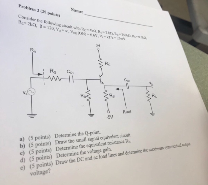 Solved Problem 2 (25 points) Name: Consider the following | Chegg.com