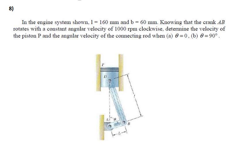 Solved In the engine system shown, 1=160 mm and b=60 mm. | Chegg.com