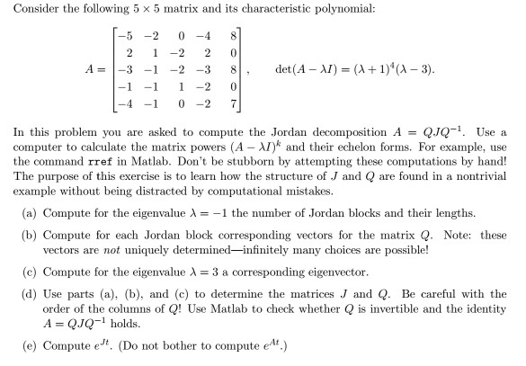 Solved Consider the following 5 5 matrix and its | Chegg.com