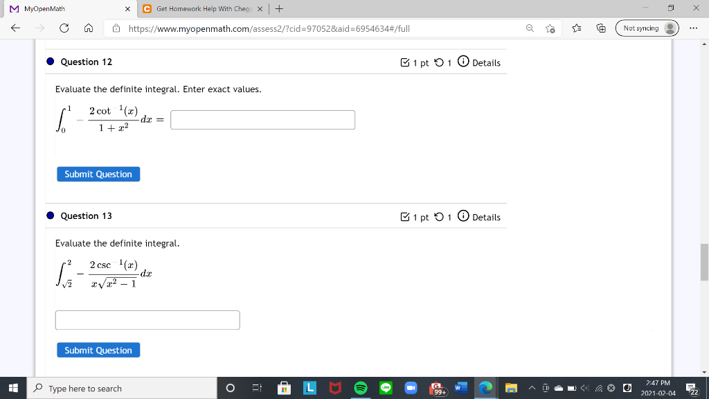 Solved M MyOpenMath X C Get Homework Help With Chego x + X A | Chegg.com Solved M MyOpenMath X C Get Homework Help With Chego x + X A | Chegg.com