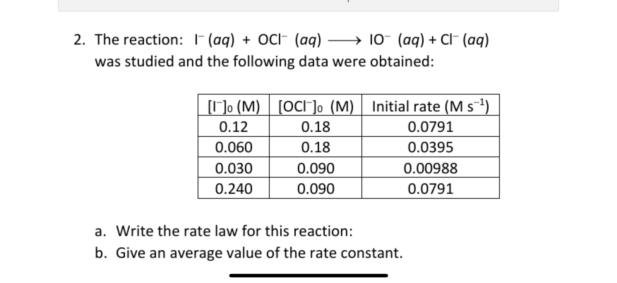 Solved The reaction: | Chegg.com
