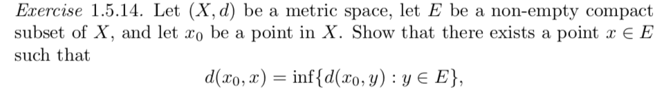 Solved Exercise 1.5.14. Let (X, d) be a metric space, let E | Chegg.com