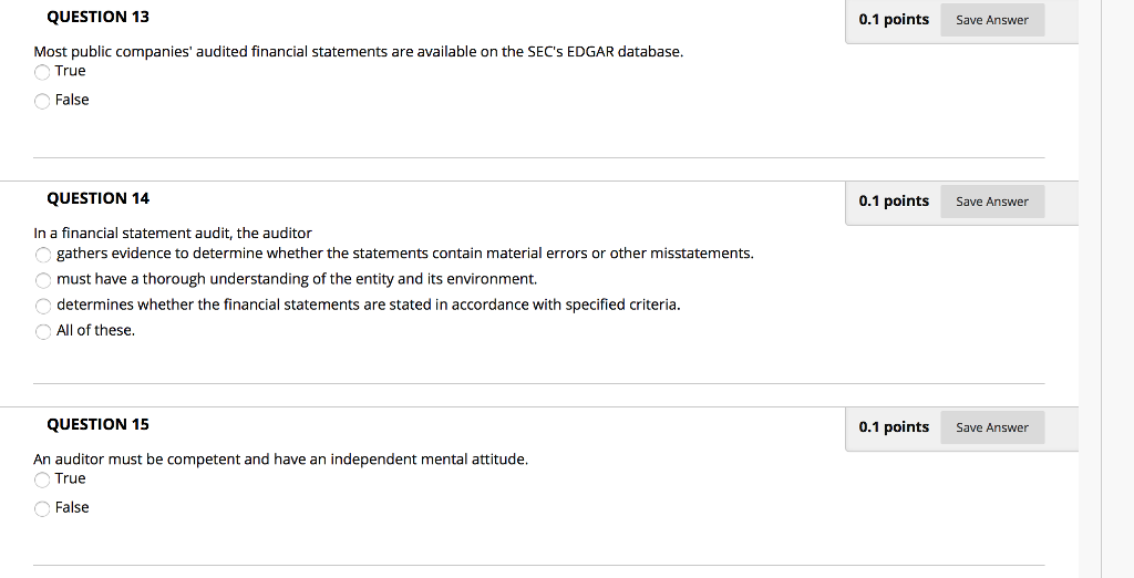 Solved QUESTION 11 0.1 points Save Answer Internal auditors | Chegg.com Solved QUESTION 11 0.1 points Save Answer Internal auditors | Chegg.com