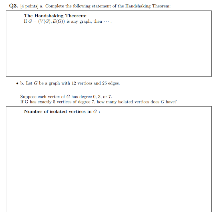 Solved Q3. [4 points) a. Complete the following statement of | Chegg.com