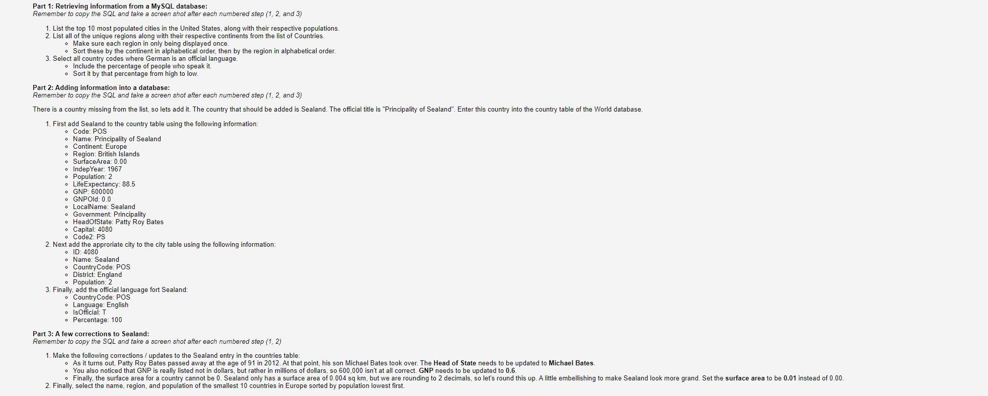 Solved Part 1: Retrieving information from a MySQL database: | Chegg.com