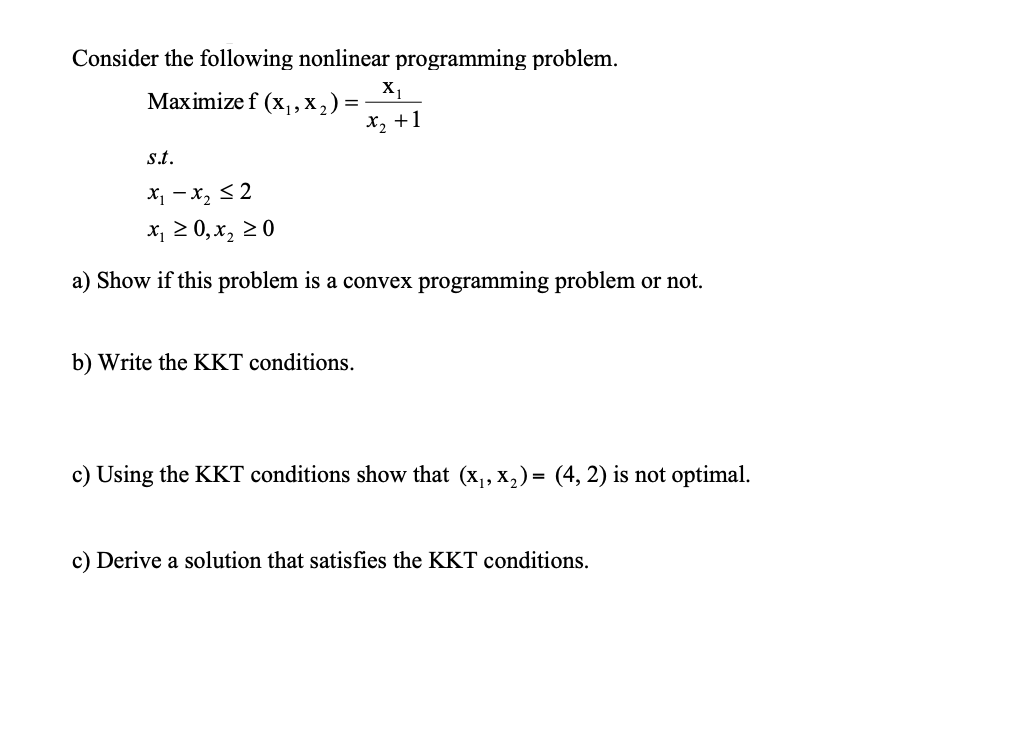 Solved Consider the following nonlinear programming problem. | Chegg.com