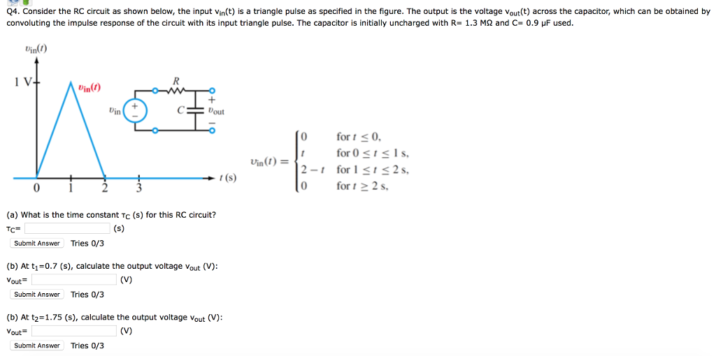Solved Q4. Consider the RC circuit as shown below, the input | Chegg.com